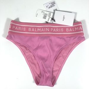 Balmain | Swim | Nwt Balmain Paris Pink Logo Band Ribbed Two Piece ...